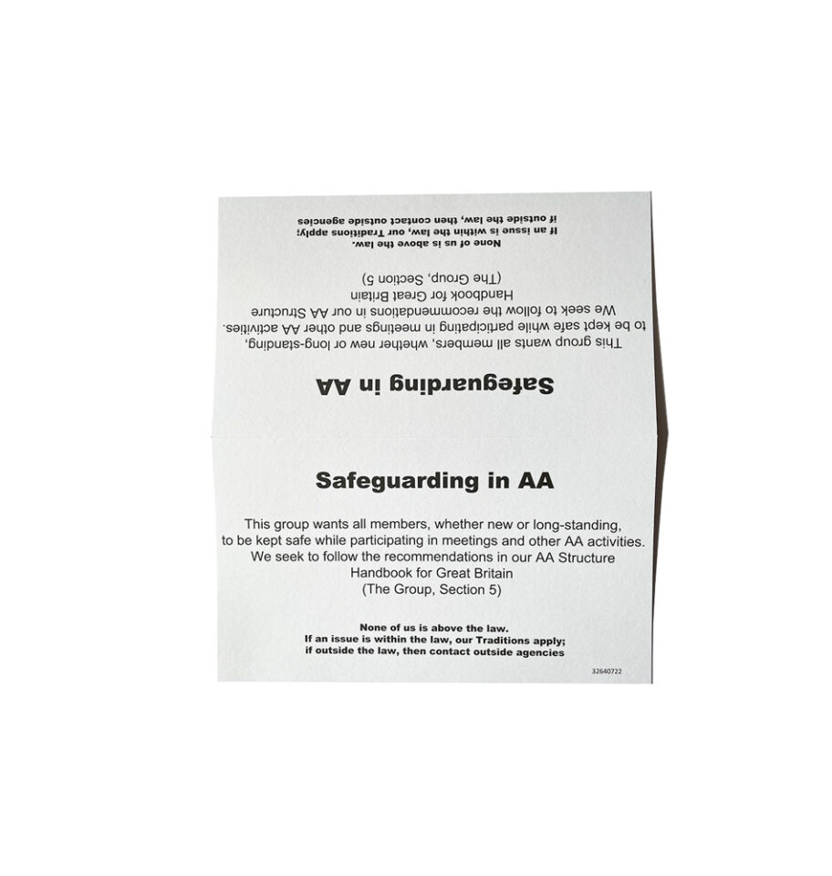 Safeguarding Table Topper - Alcoholics Anonymous