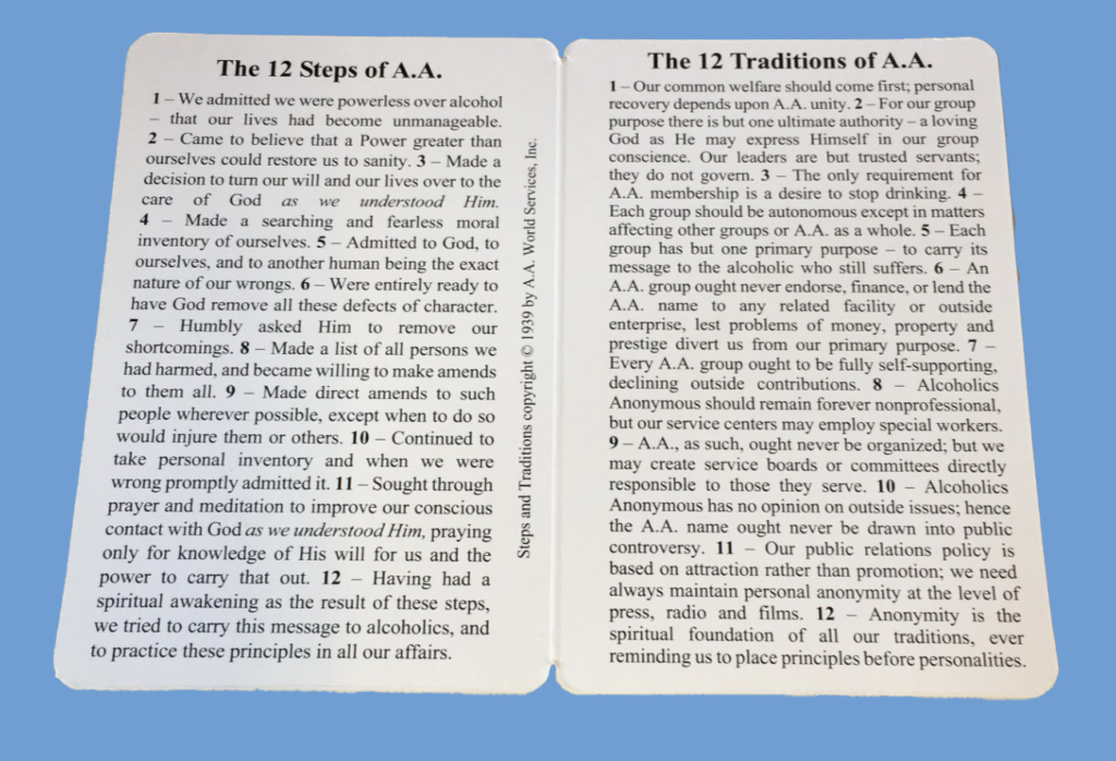 Wallet Card (Steps, Traditions, Prayer) - Alcoholics Anonymous