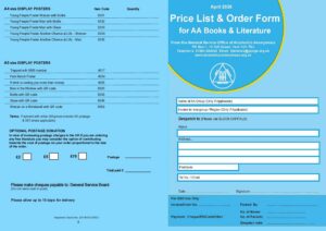Literature Price List Order Form 2026 - Alcoholics Anonymous